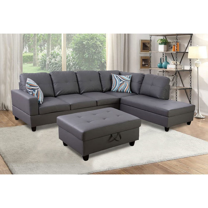 Wade Logan® Freelandville 3 - Piece Faux Leather Sectional & Reviews ...