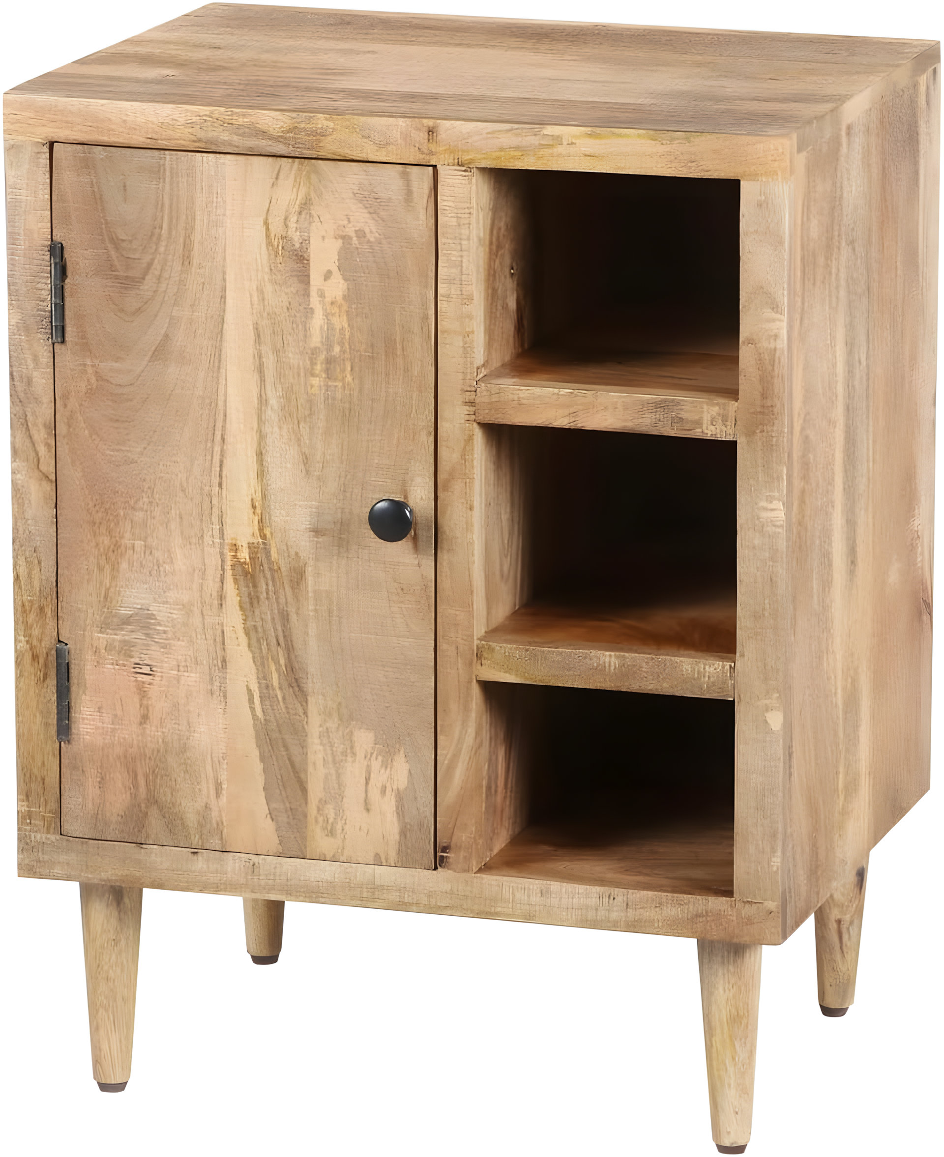 Hokku Designs Transitional Mango Wood Side Table With Open Cubbies And ...
