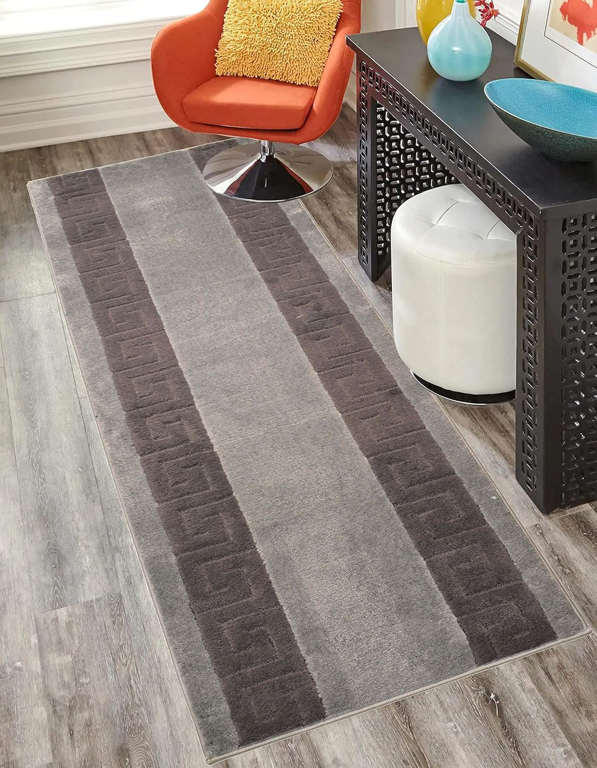 Mercer41 Burien Meander Design Washable Slip Resistant Latex Backing ...