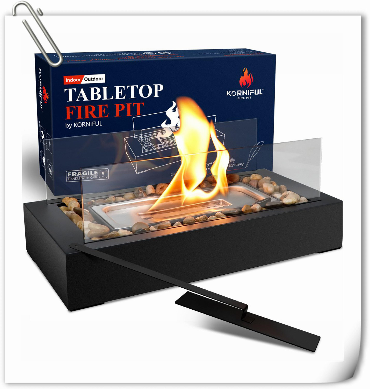 GLOBAL GIRLS LLC Tabletop Fire Tabletop Fireplace with Flame Guard ...