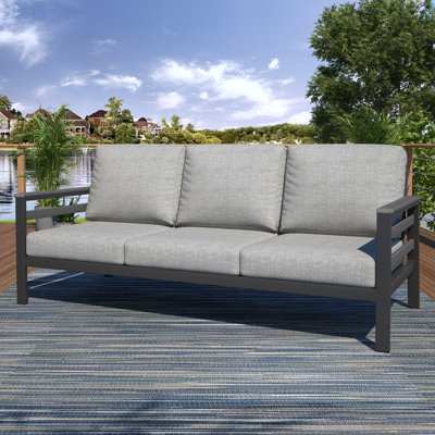 Birch Lane™ Townsend 80'' Metal Outdoor Patio Sofa with Sunbrella ...