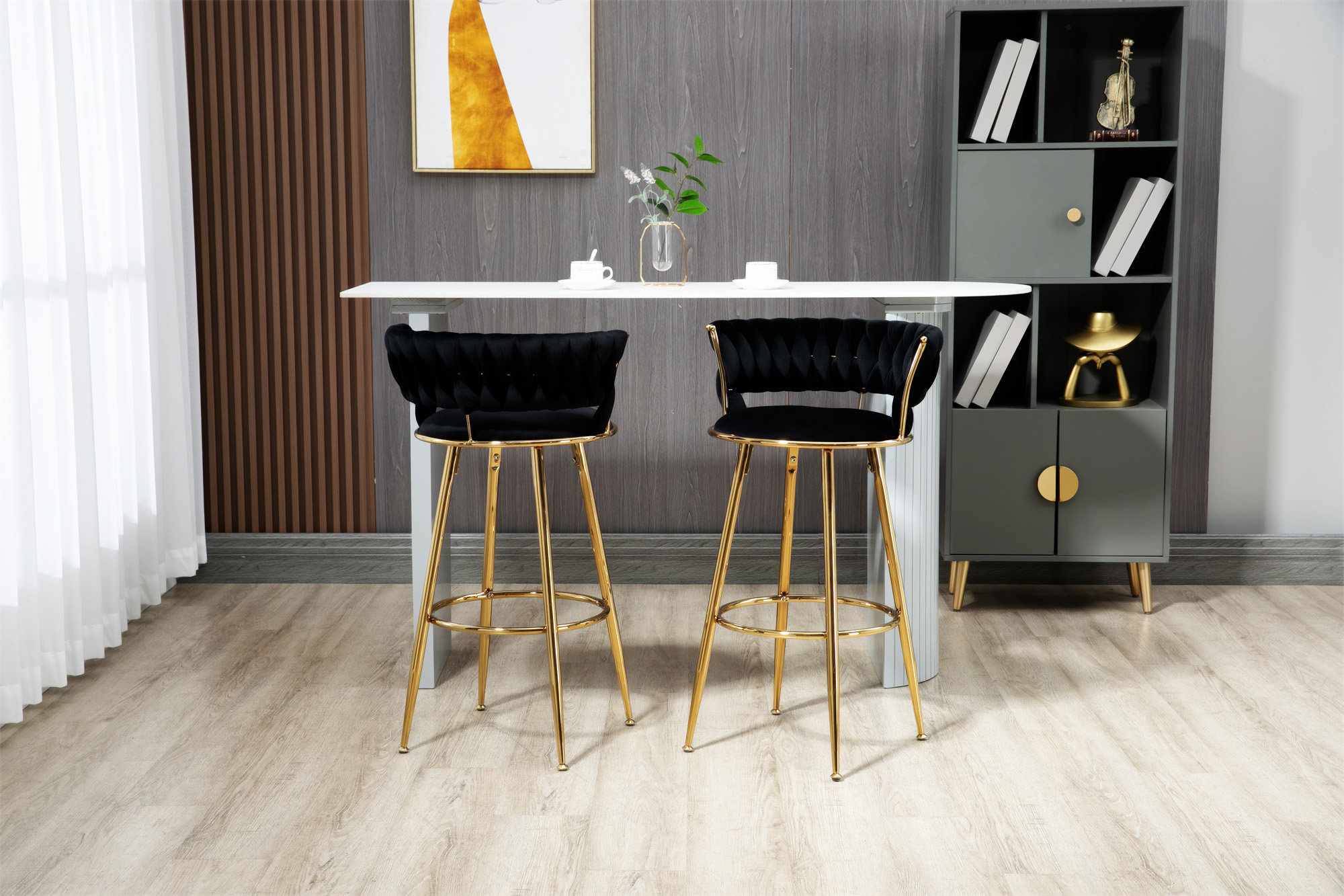 Mercer41 Bar Stools With Back And Footrest Counter Height Bar Chairs ...