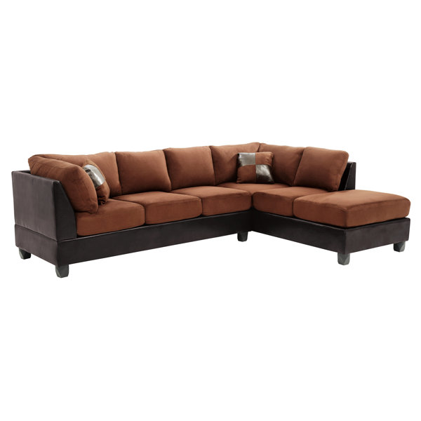 Angel Queen Wood Sectional Sofa With Ottoman And Tufted Cushion | Wayfair
