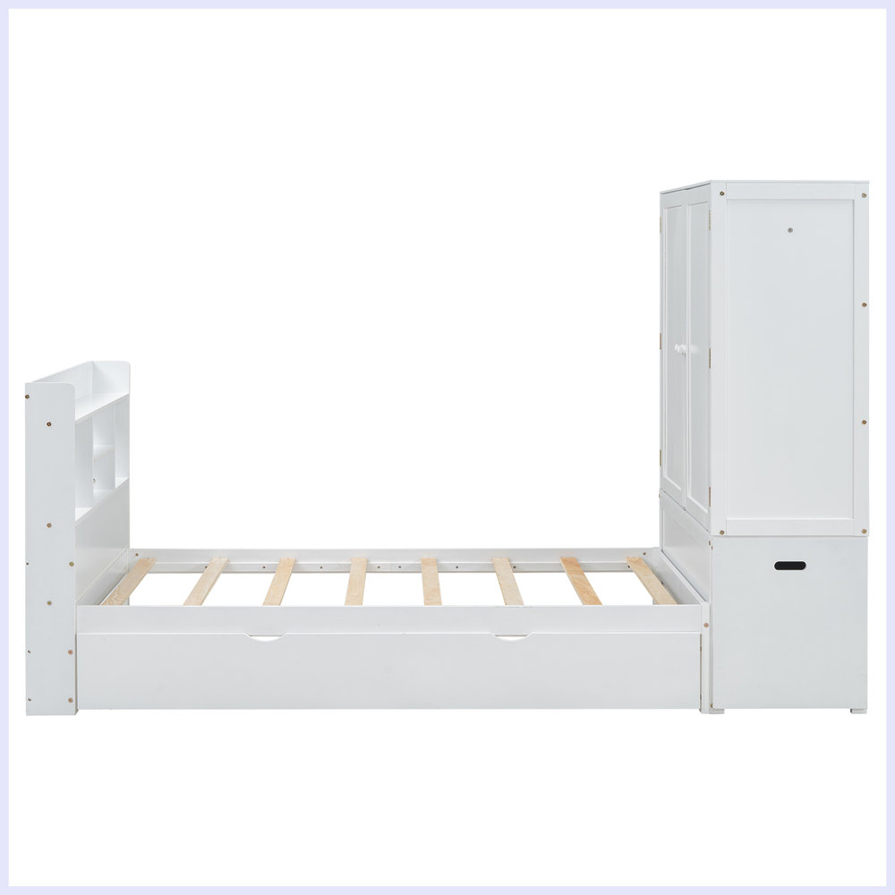 Red Barrel Studio® Modern Platform Bed with Pull Out Shelves and Twin ...