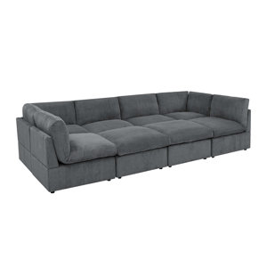 Wade Logan® Arvill 8 - Piece Corduroy Sectional & Reviews | Wayfair