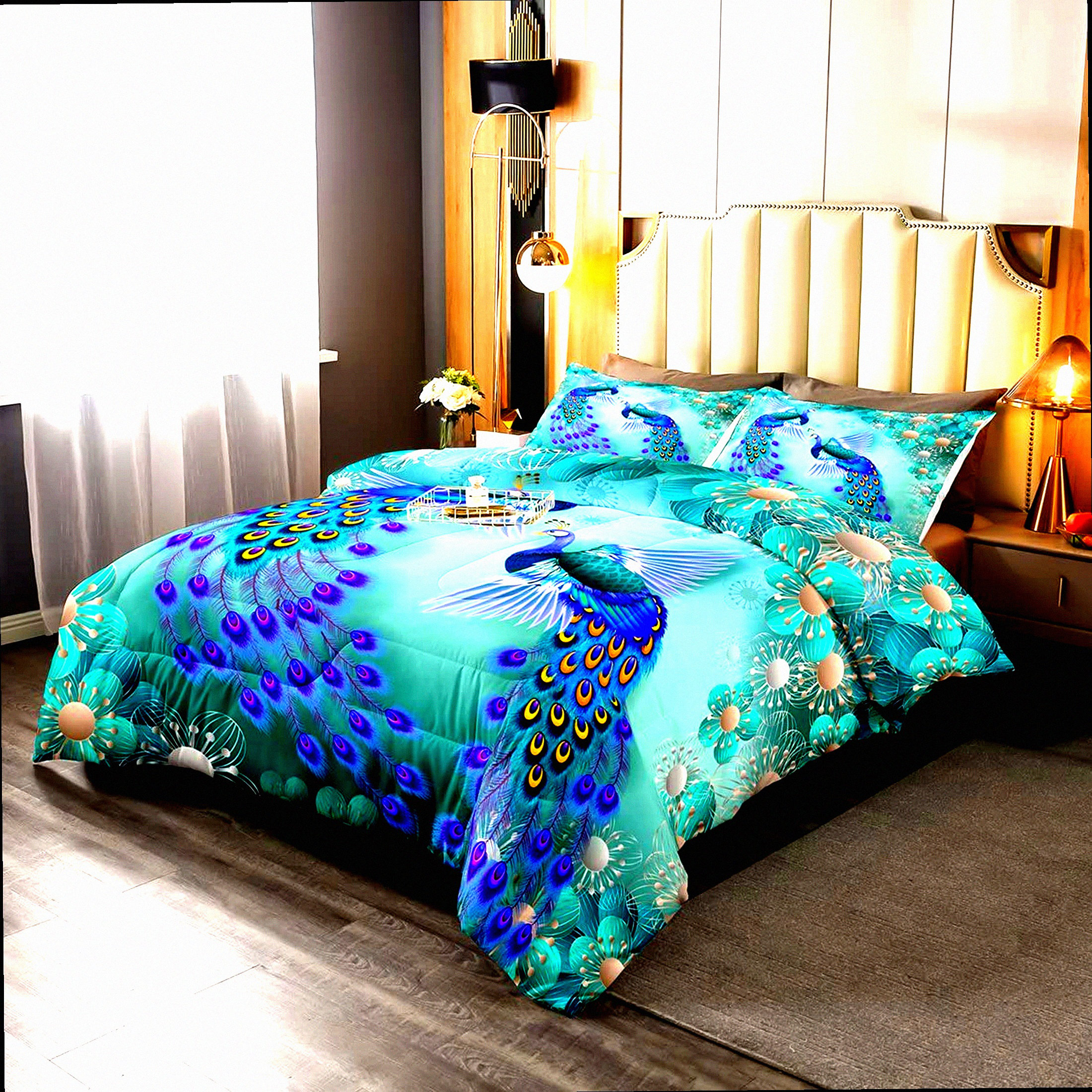 East Urban Home Bohemian Peacock Paradise Comforter Set - Exotic Birds ...