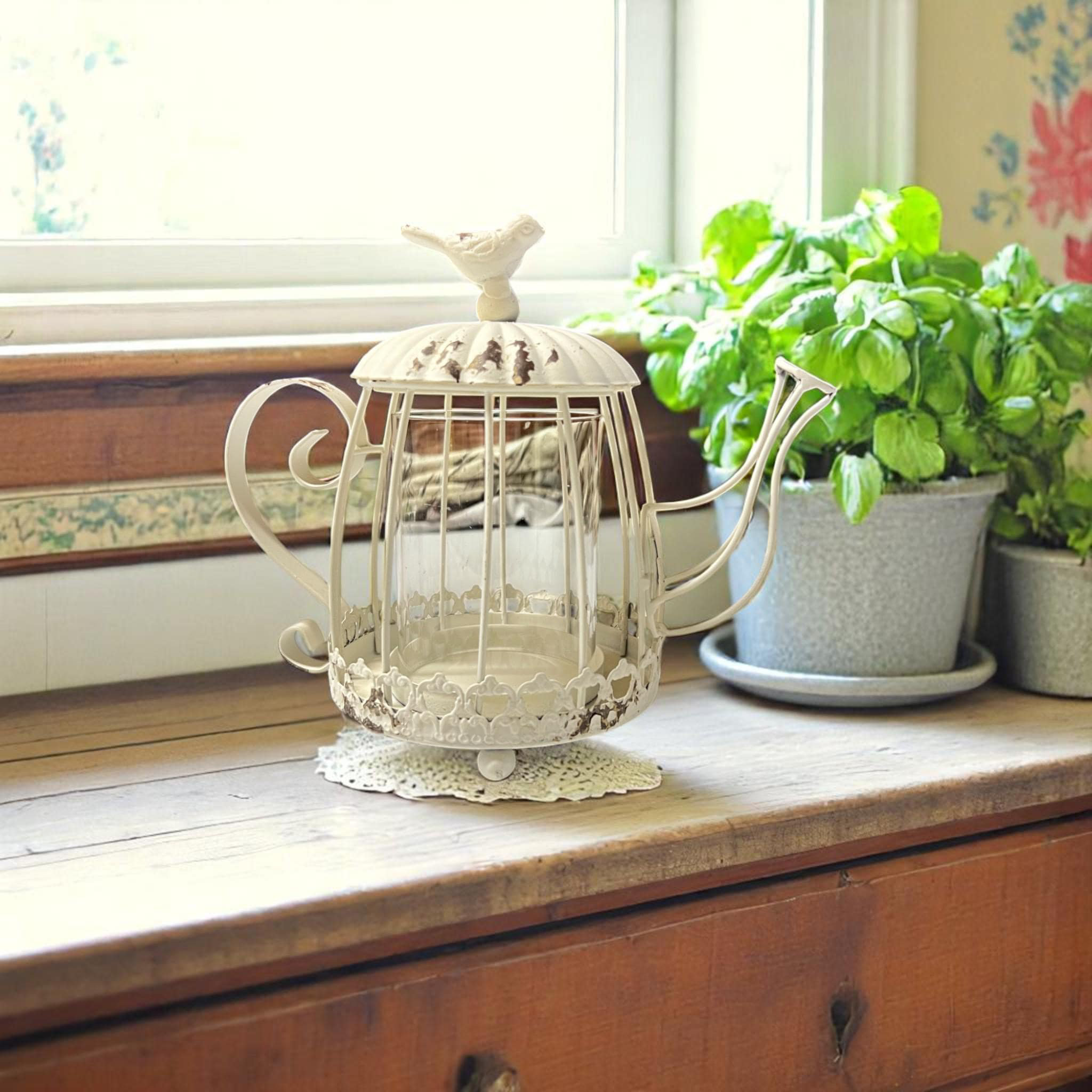 Ophelia & Co. Tea Kettle Candle Holder with Bird | Wayfair