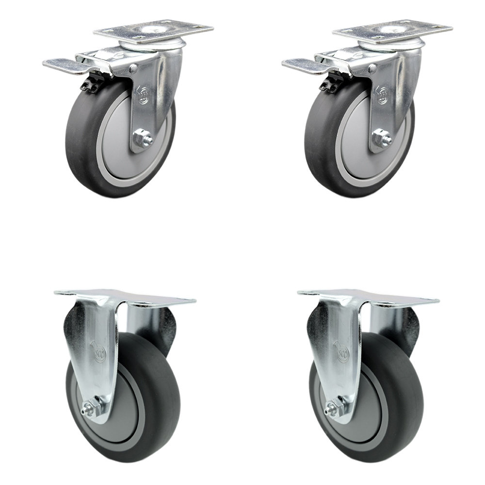 Service Caster Cambro Dish Caddies Swivel Caster with Brake and 2 Rigid ...