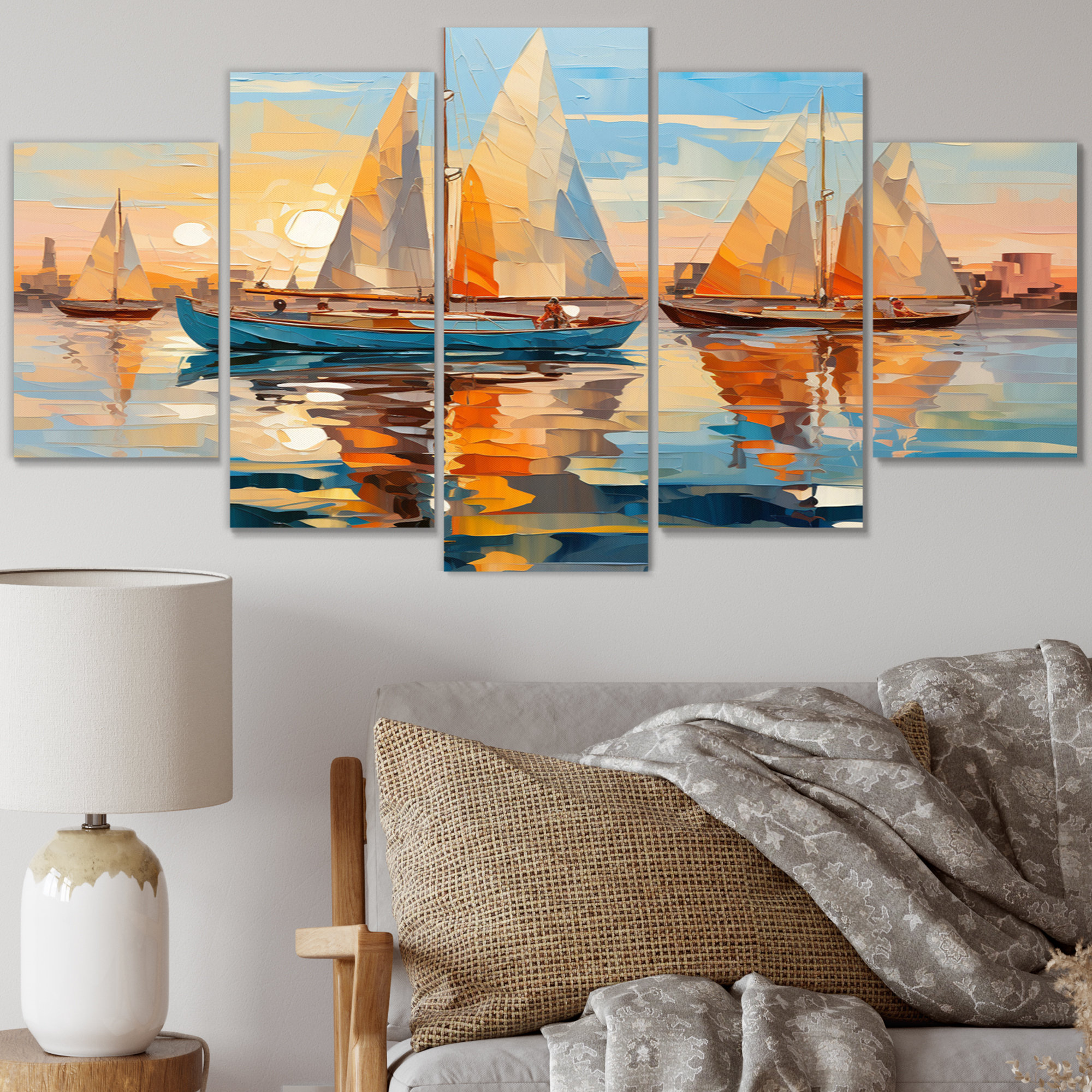 Breakwater Bay Sailboat Abstract Flotilla I - Sailing Boat Canvas Art ...