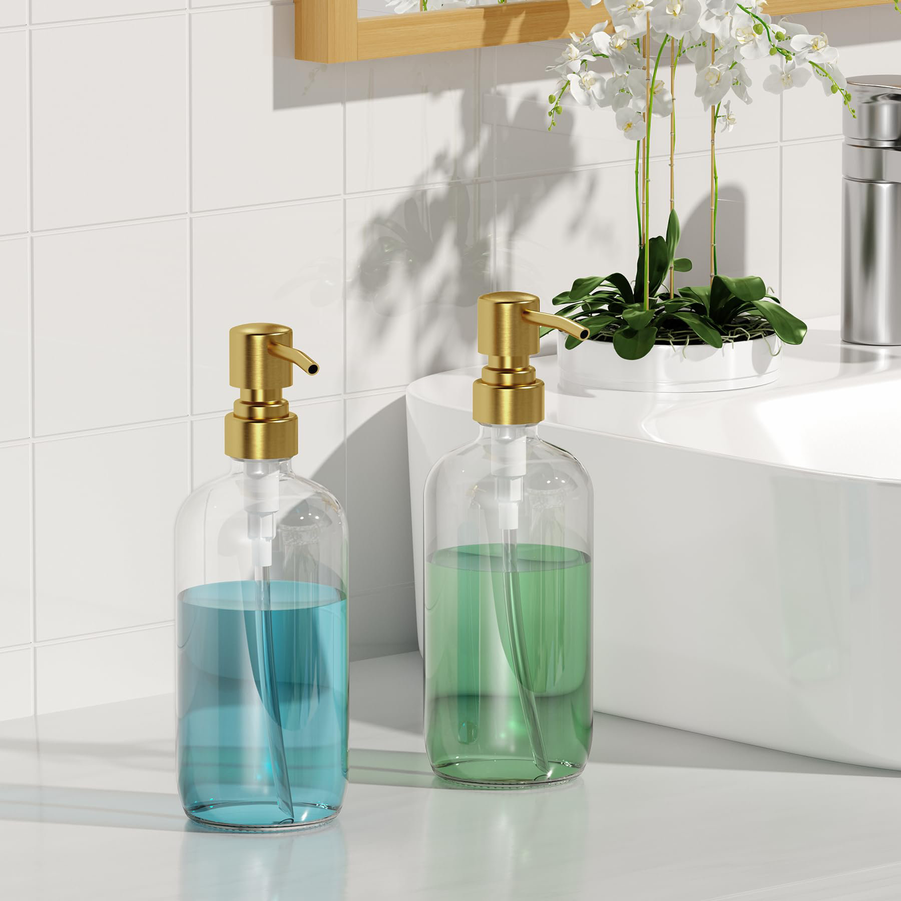 Latitude Run® Soap Dispenser, 2 Pack Glass Soap Dispenser With Pump ...