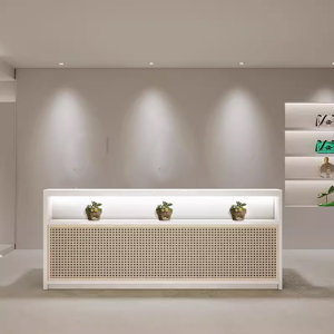 LKIWXAQ RECEPTION DESK Rattan Front Desk Vintage Computer Desk 86.61 W ...