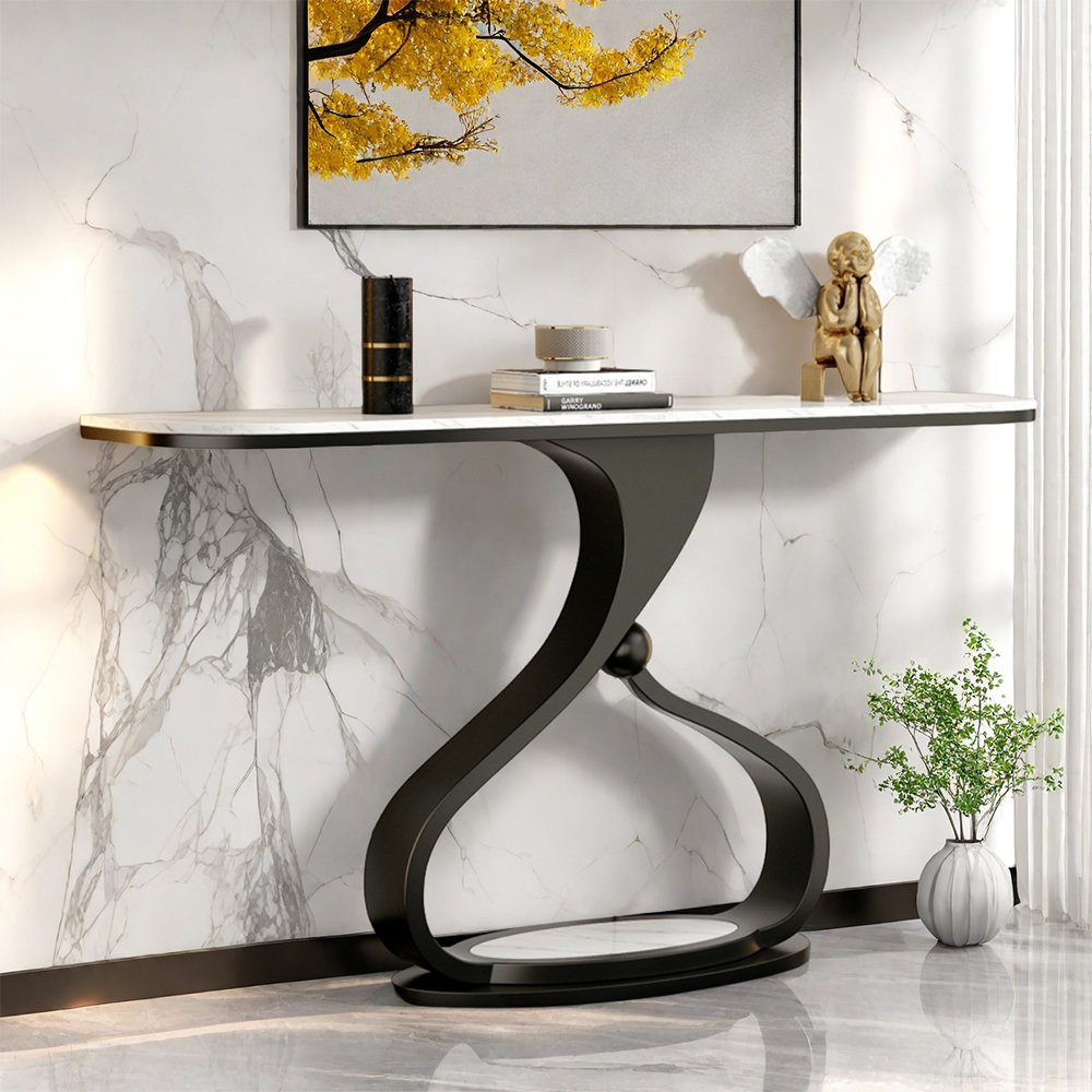 Orren Ellis Modern Rectangular Sintered Stone Console Table | Wayfair