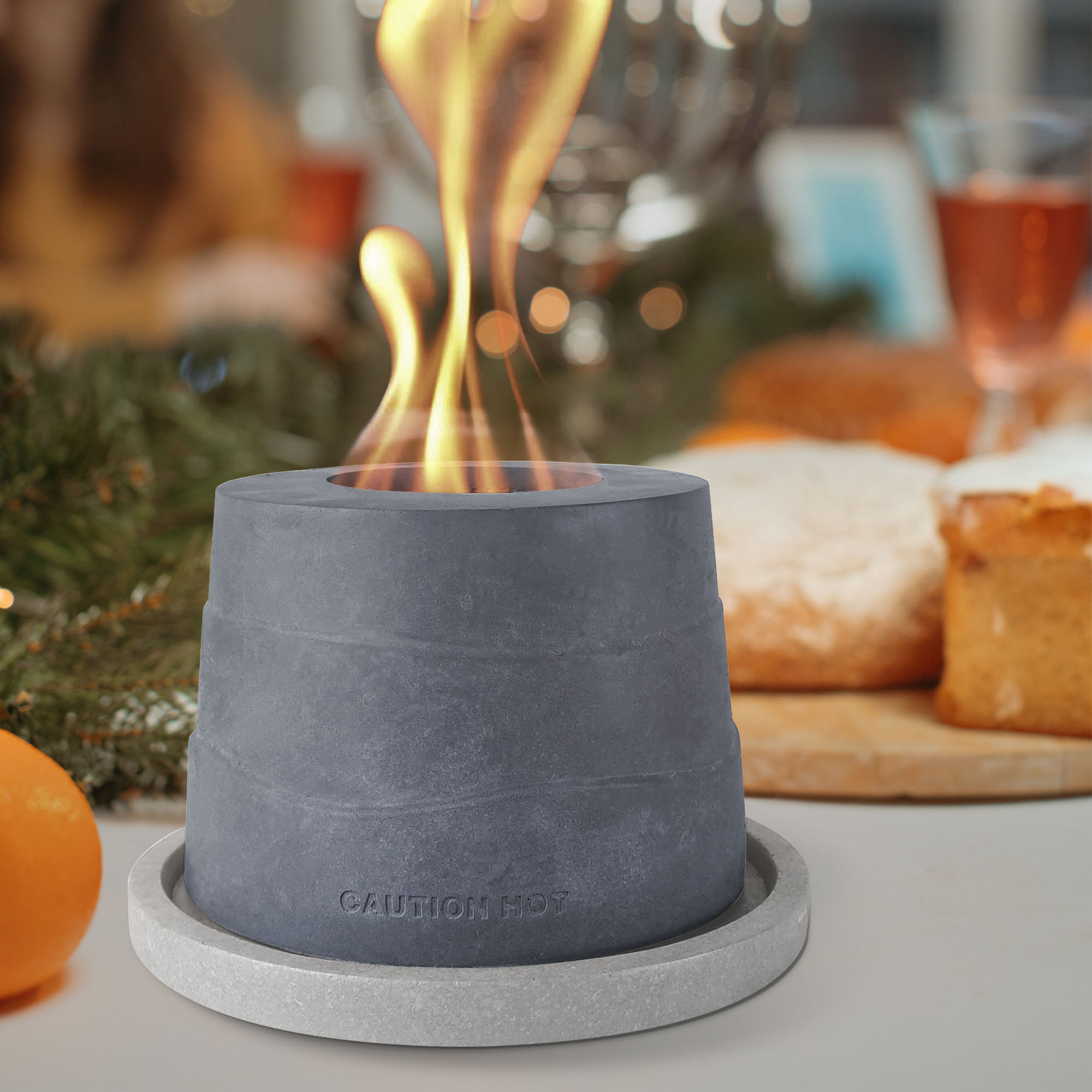 Kante Cake Concrete Rubbing Alcohol Tabletop Fire Pit with Metal ...