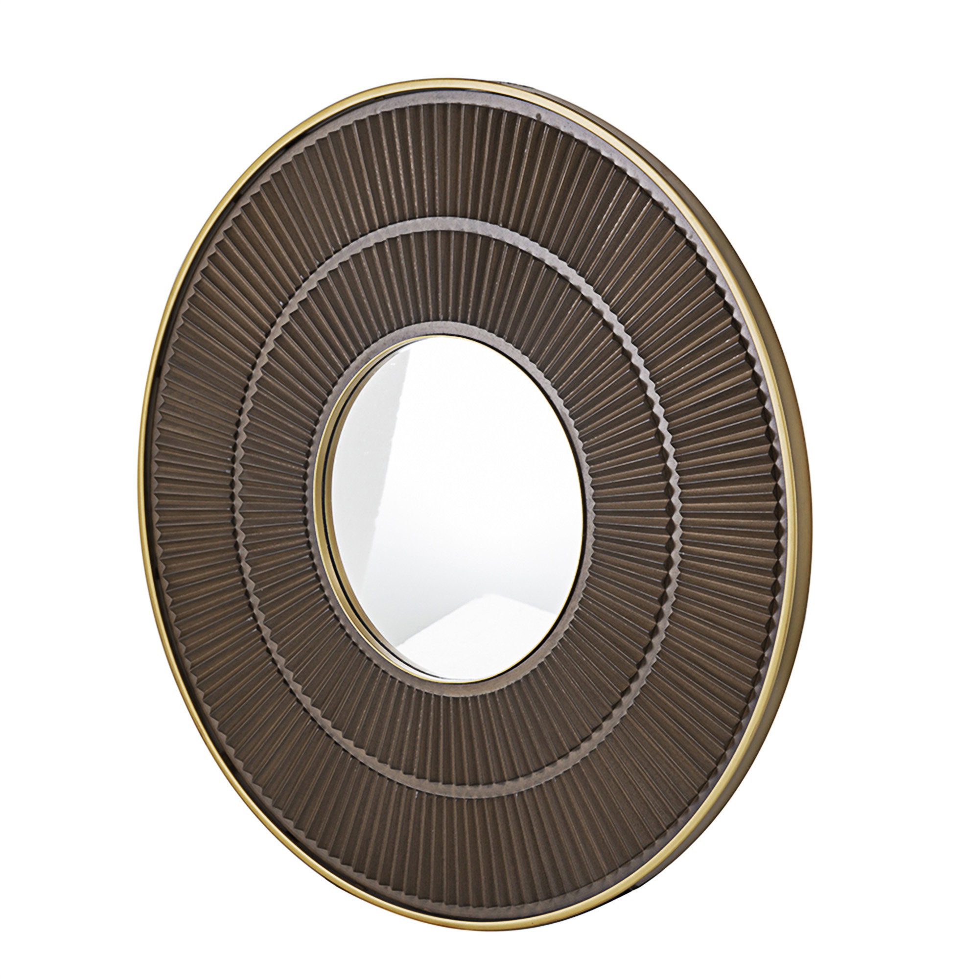 17 Stories Round Carter Wooden Mirror With Iron Frame Neutral Colorway ...