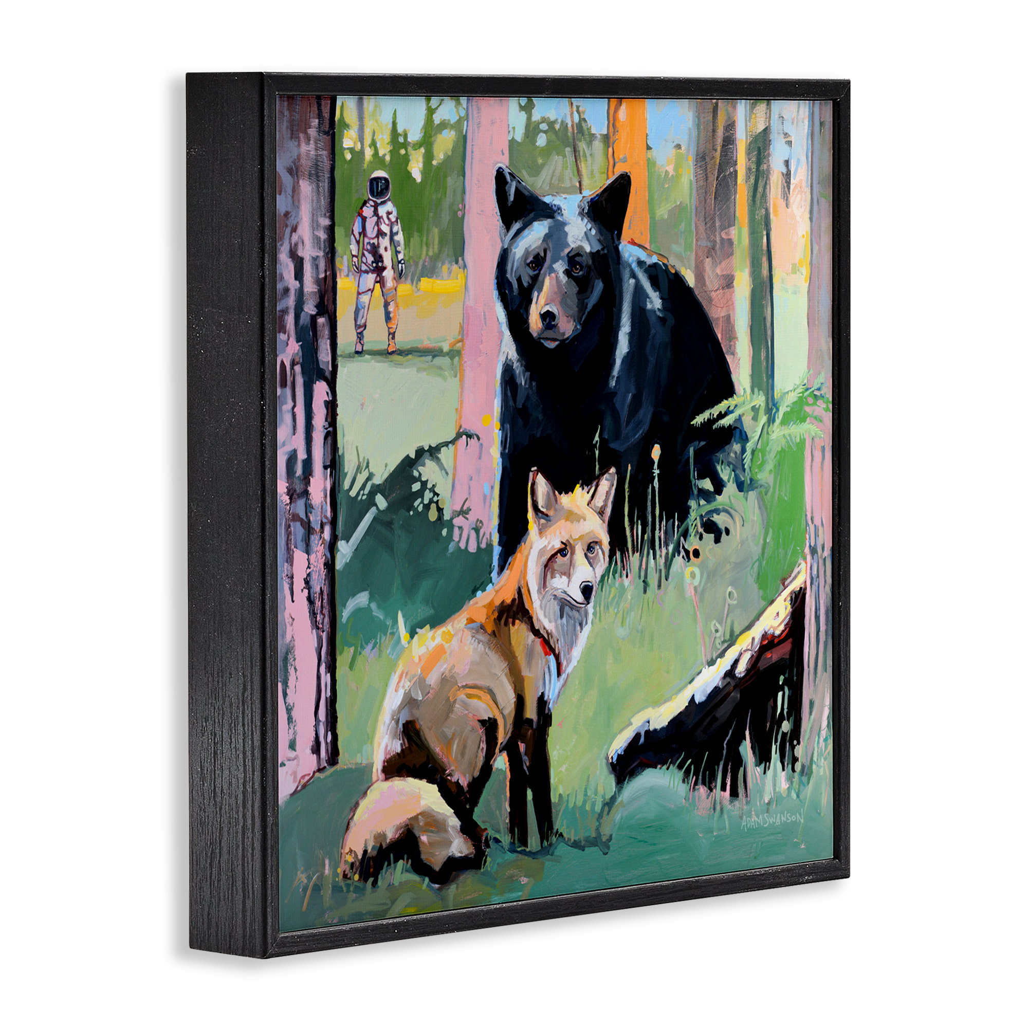 Union Rustic Forest Animals in Deep Space Framed Giclee, design by Adam ...