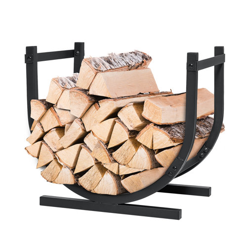 Winston Porter Mihal 19''W Stylish U-shaped Log Rack Black Steel Log ...