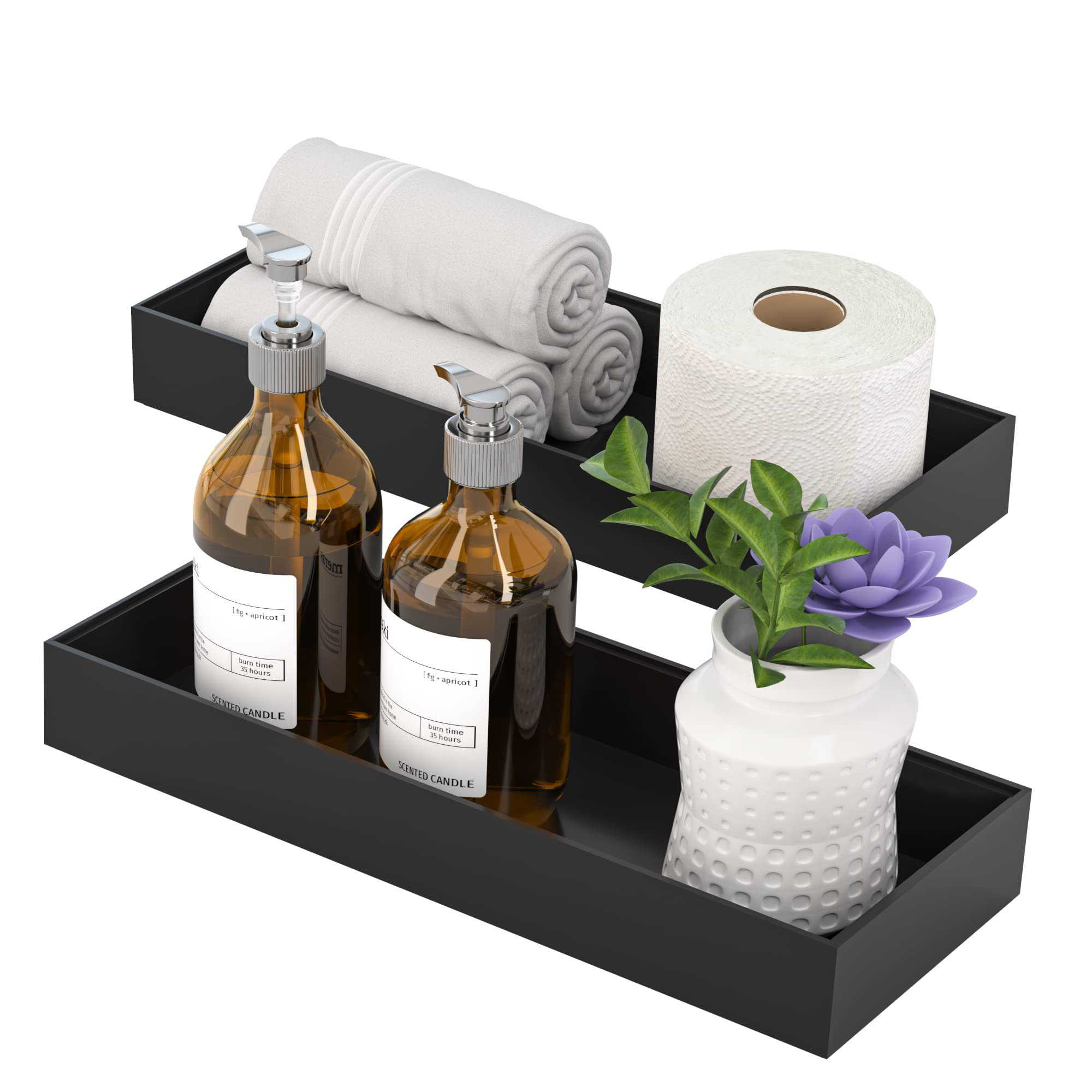 Brayden Studio® Toilet Tank Tray For Modern Black Bathroom Decor,Toilet ...