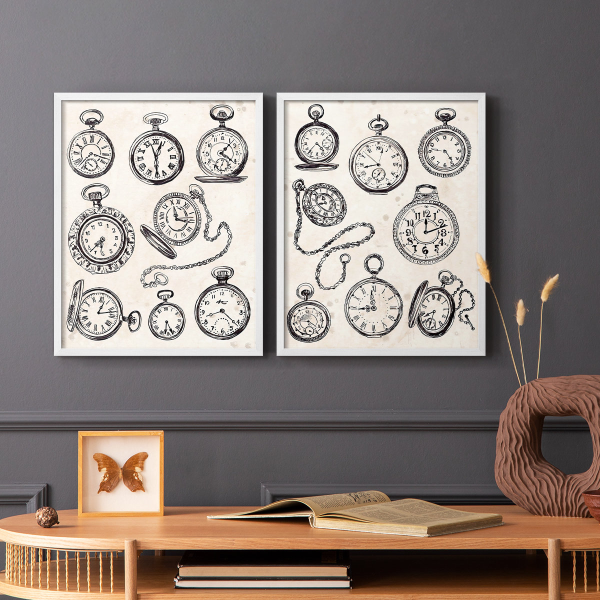 Wrought Studio™ Pocket Watch Sketches I-Premium Framed Print -Ready to ...