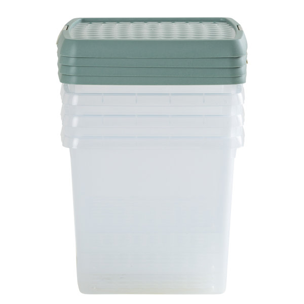 Wham Clip 14L Square Plastic Storage Boxes with Secure Clip Lock Lids ...