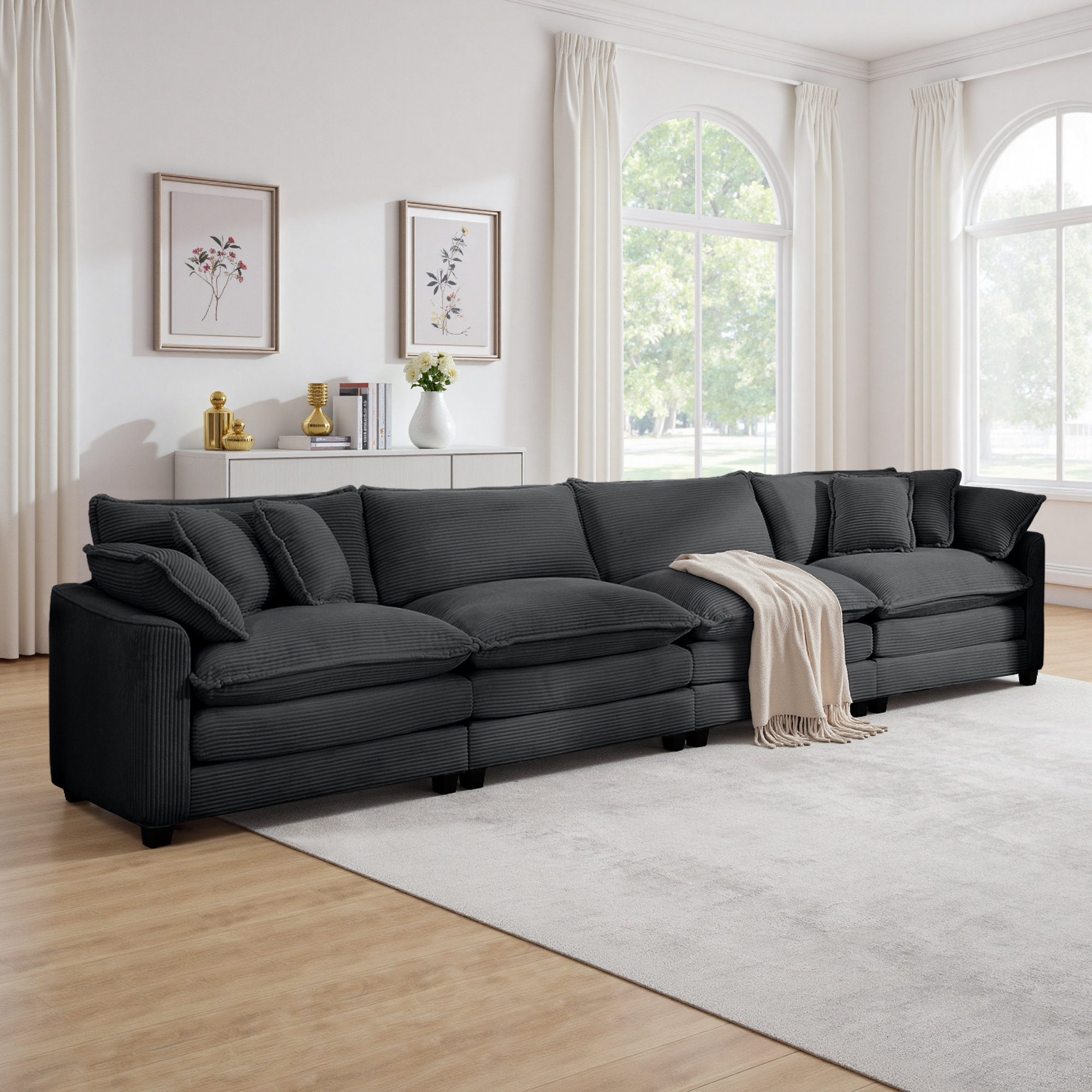 Latitude Run® 4 Seater Sectional Couch For Living Room Sectional Sofa ...