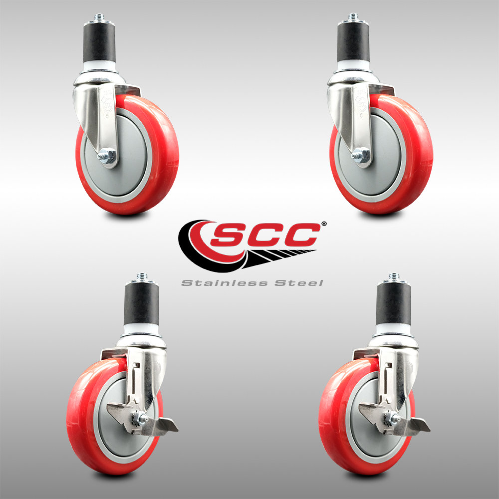 Service Caster 5 Inch 316SS Poly Swivel 1-3/4 Inch Expanding Stem ...