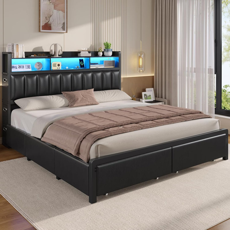 elevated double bed frame