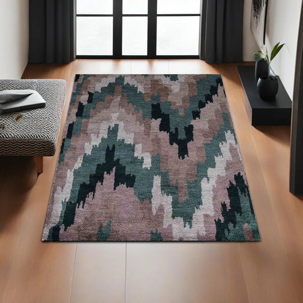 Foundry Select Abstract Hand-Knotted Silk Multicolor, Area Rugs | Wayfair