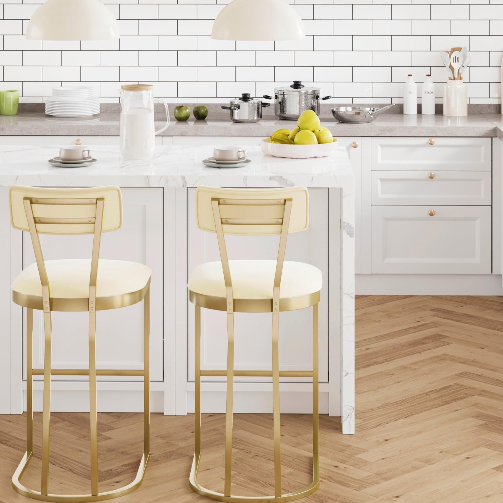 Everly Quinn Bar Stools - High Back Counter Height Bar Stools With ...