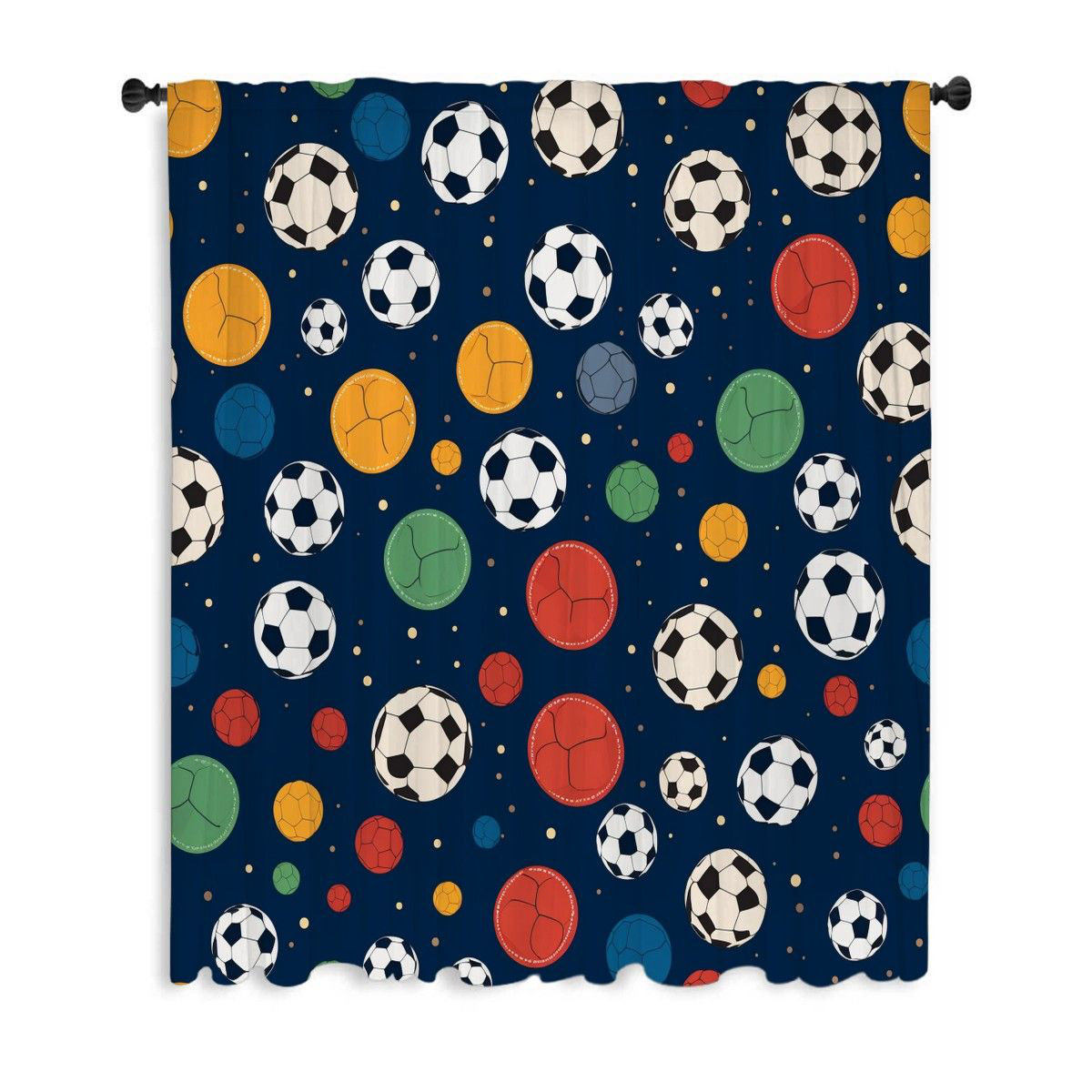 VisionDecor Soccer Window Curtains, Football Blockout & Sheer Curtains ...