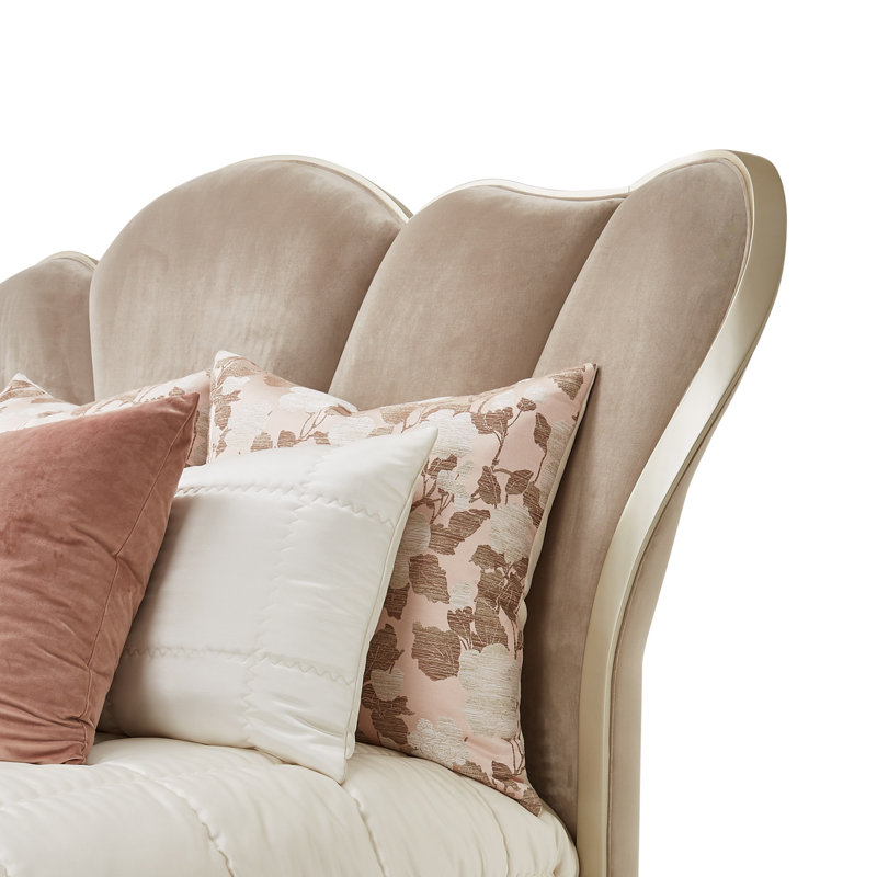 Michael Amini Villa Cherie Velvet Channel Tufted Eastern King Bed | Wayfair