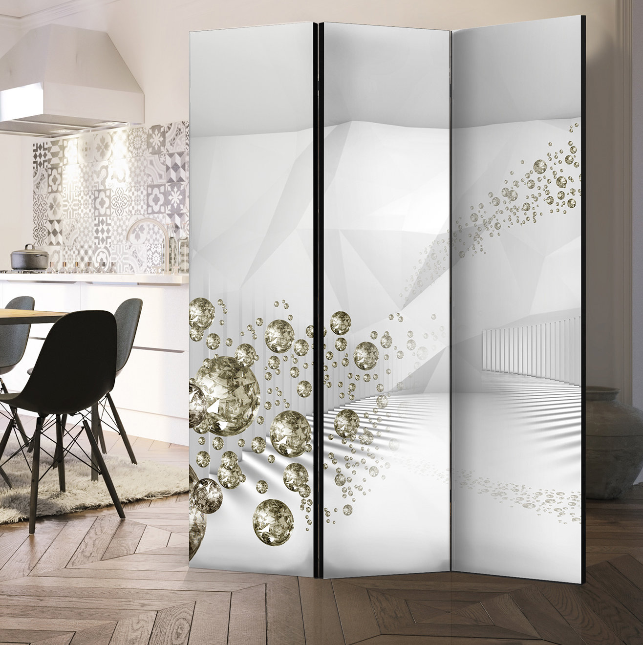 East Urban Home Aramantha Diamond Corridor Solid Wood Folding Room ...