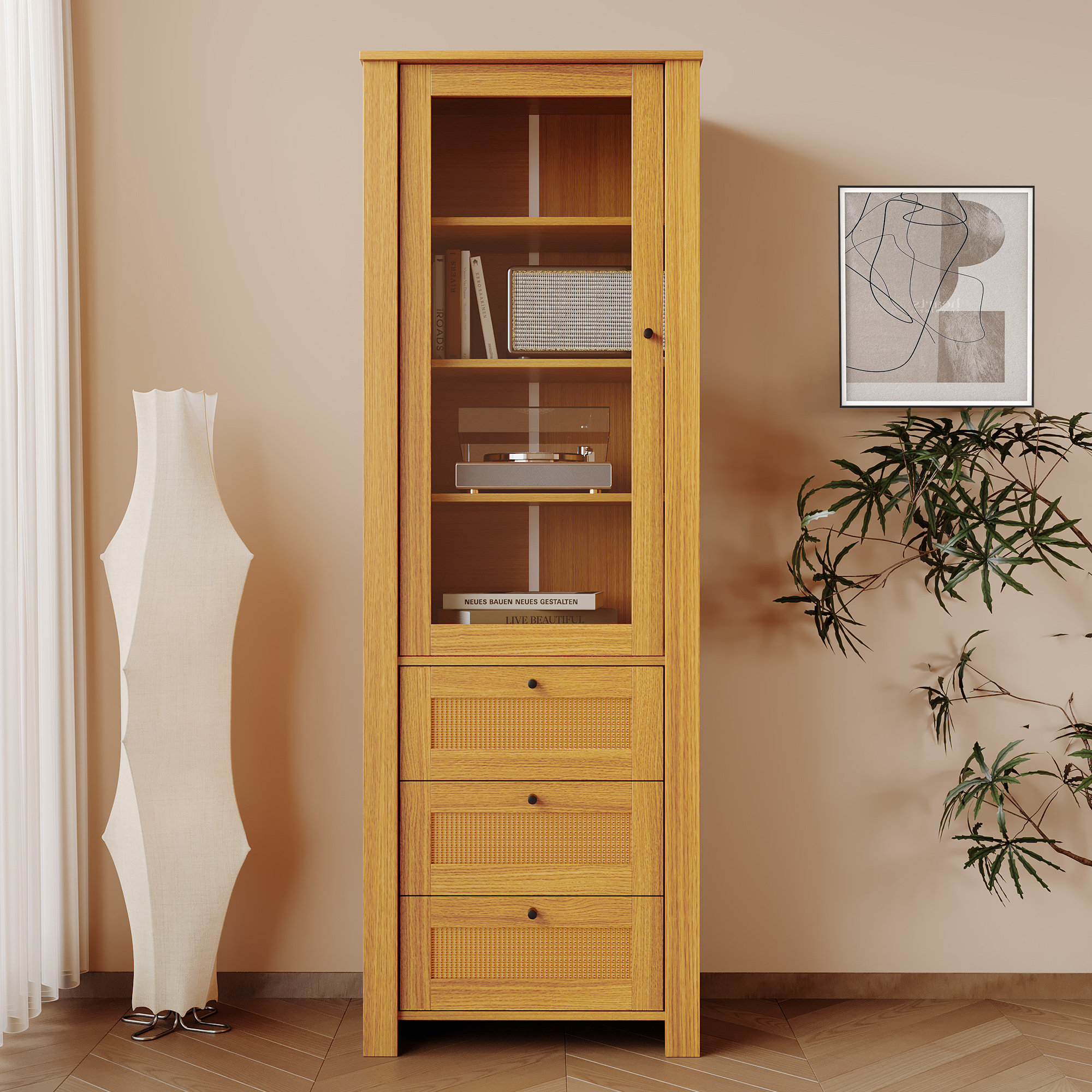 Loon Peak® Multifunctional Wood Bookshelf Display Case With Drawers And ...