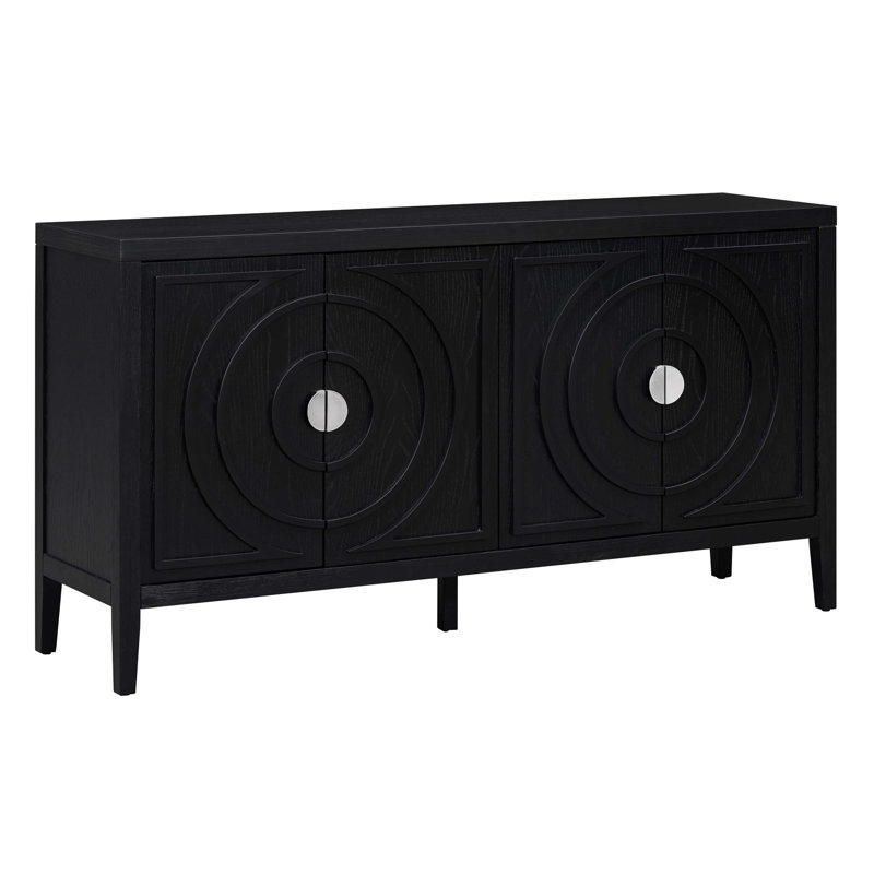 Bungalow Rose Floyds 60" W Retro Sideboard door with Circular Groove ...