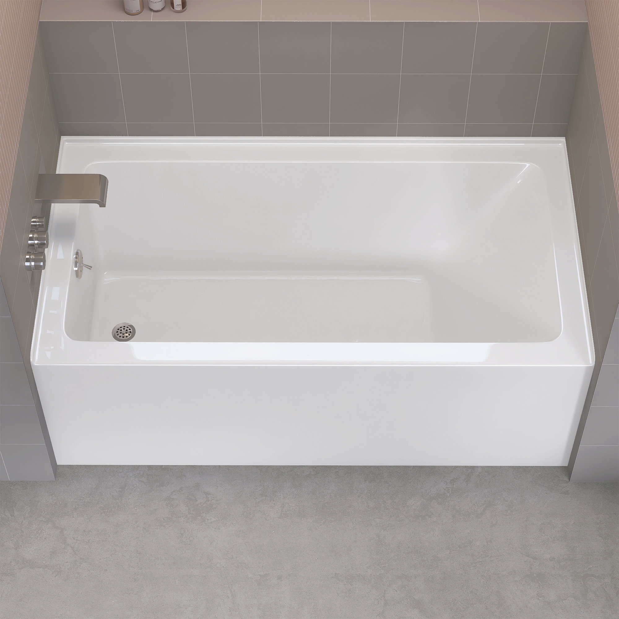 ZEAFIVE 60" X 32" Alcove Soaking Acrylic Bathtub With Left-Hand Drain ...