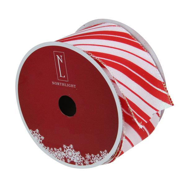 Northlight Seasonal Red and White Striped Christmas Wired Craft Ribbon ...
