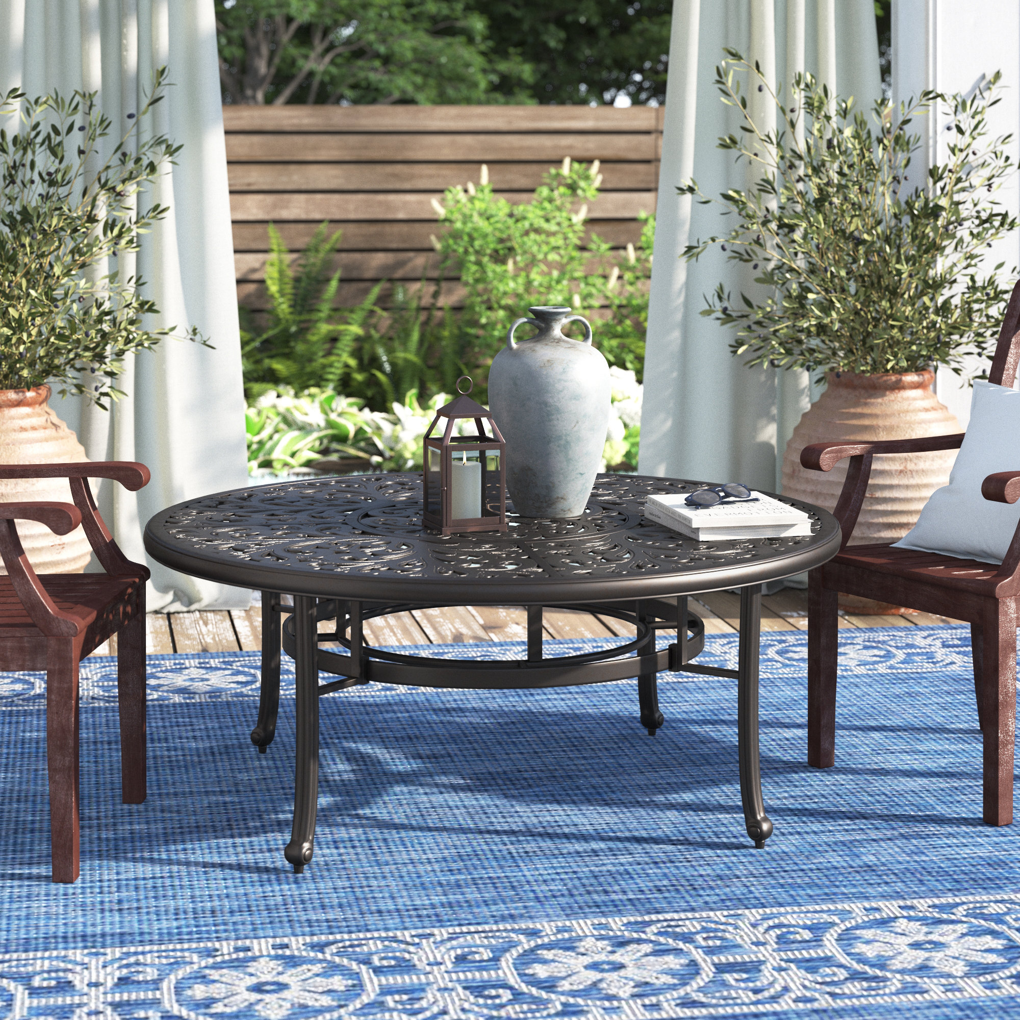 Three Posts™ Cartee 52'' Round Tea Table with Ice Bucket Insert ...