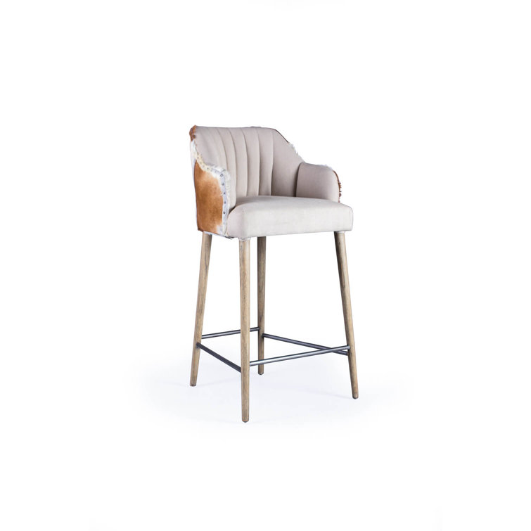 Gracie Oaks Amada Upholstered 80cm Counter Stool with Solid Wood Frame ...