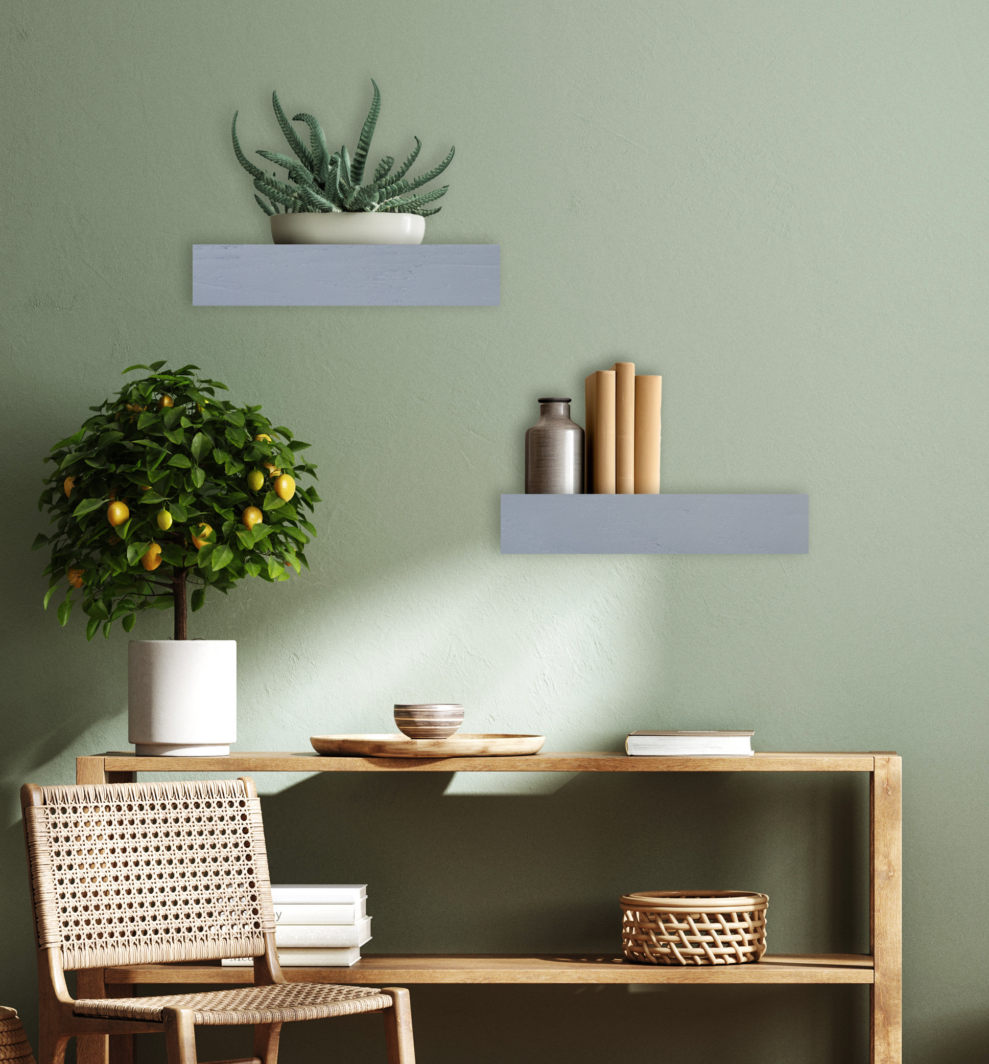 Rayne Mirrors Emerald Lee 2 Piece Oak Floating Shelf | Wayfair