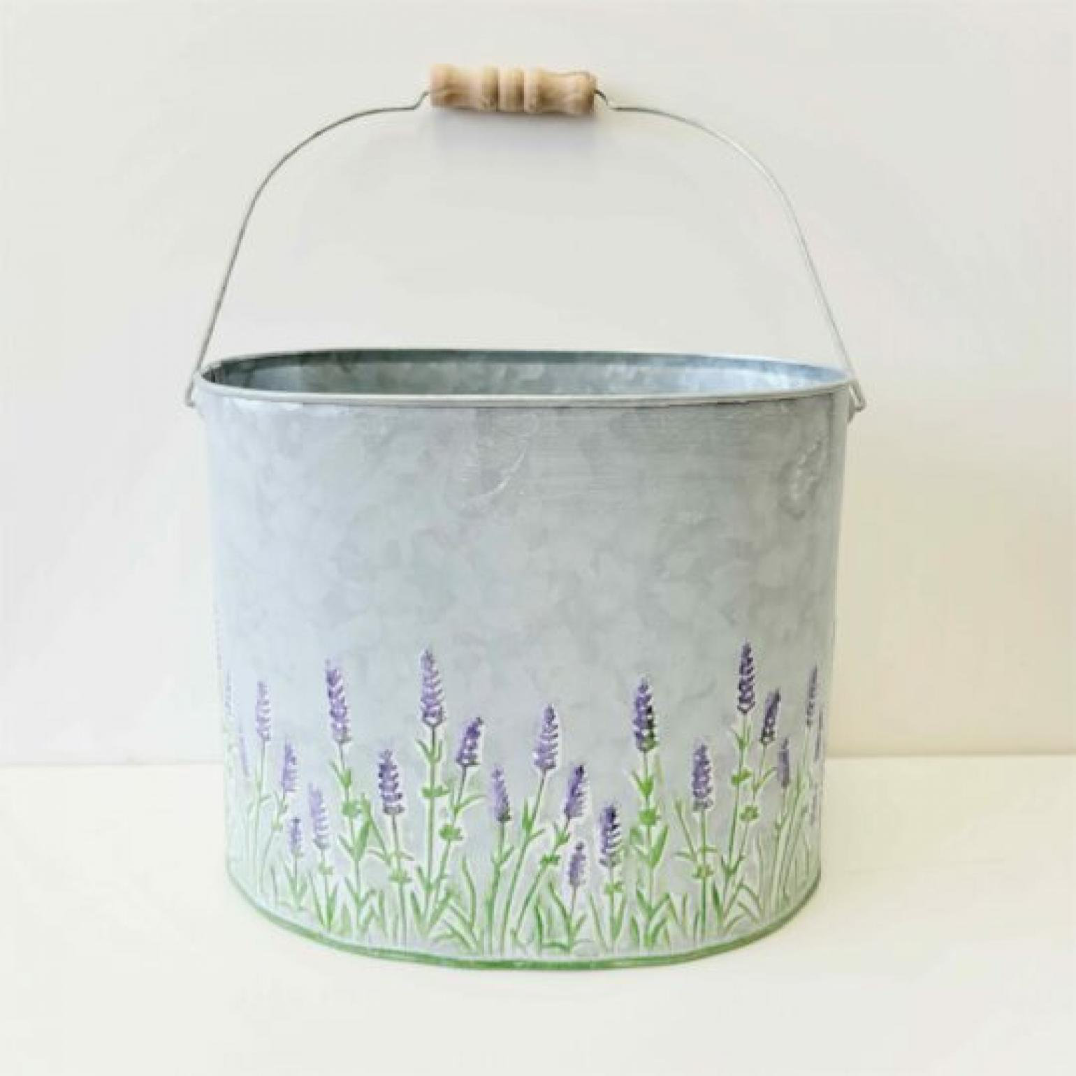 Ophelia & Co. Lavender Flowers Patterned Metal Bucket | Wayfair