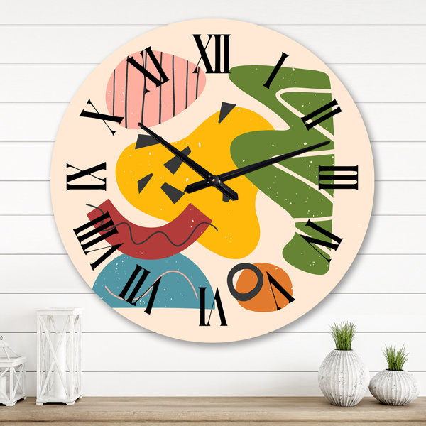 East Urban Home Trendy Organic Shapes Collage In Retro Colors II Wall ...