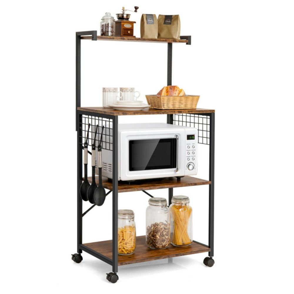 17 Stories 4-Tier Kitchen Baker’S Rack On Wheels | Wayfair