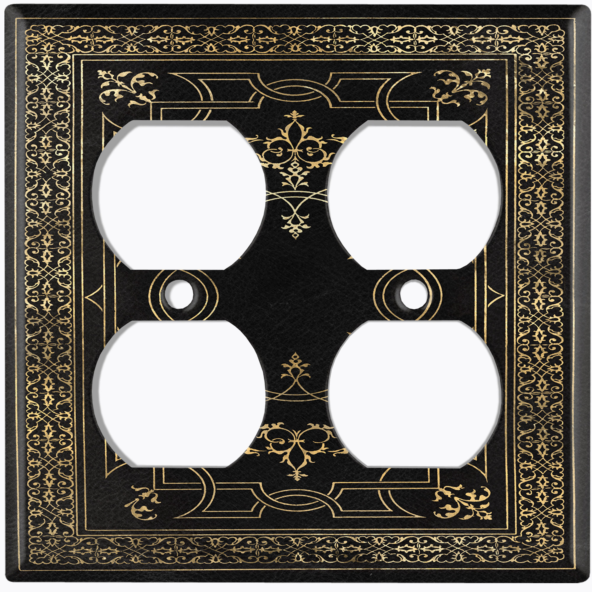 WorldAcc French Victorian Frame Black 1 2-Gang Duplex Outlet Wall Plate ...