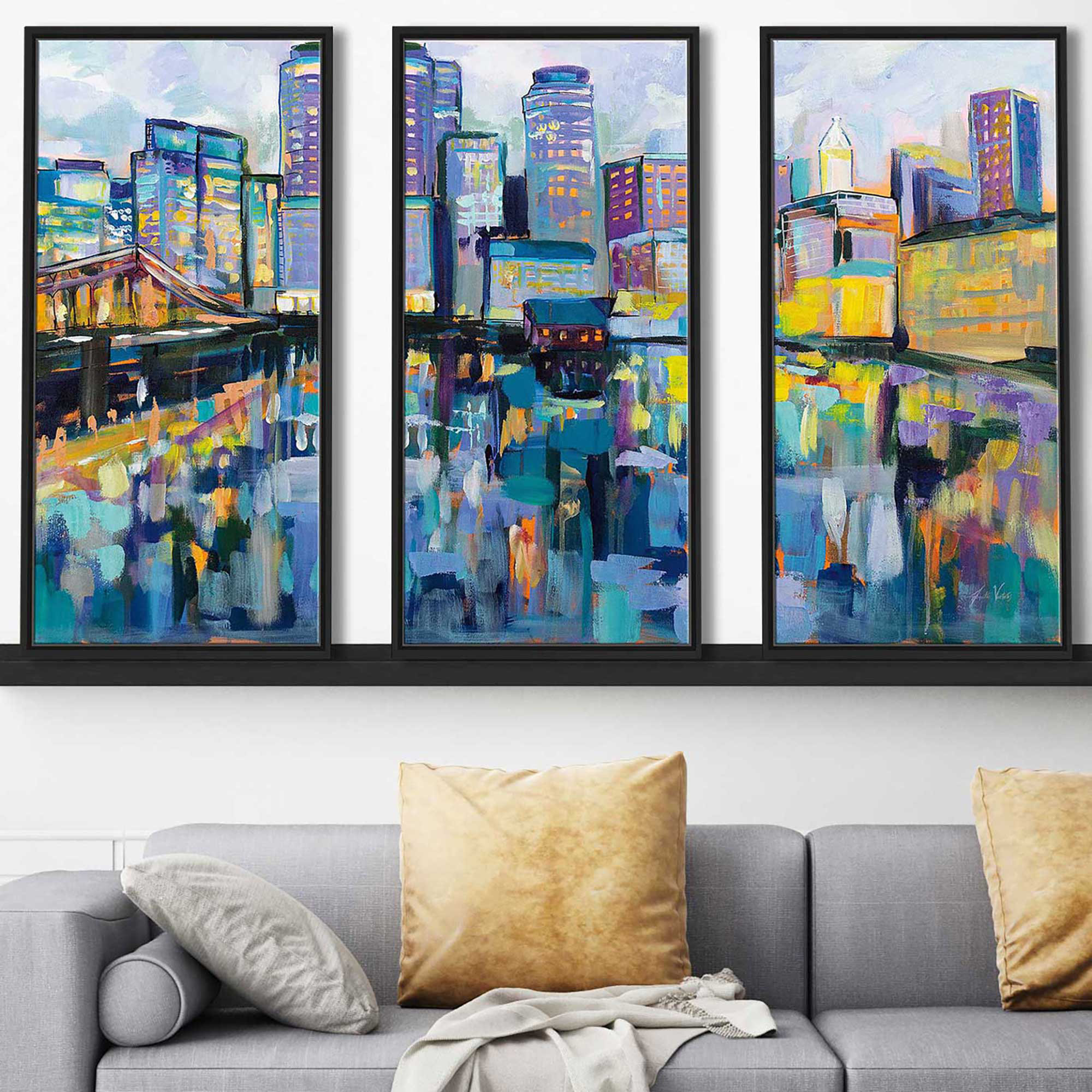 Picture Perfect International "Boston Harbor" 3 Piece Print On Floating ...