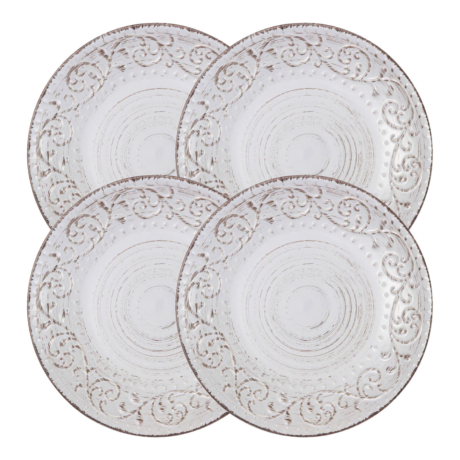 Gracie Oaks 11"Dia. Rustic Flare Dinner Plates - Set of 4 - Cream ...
