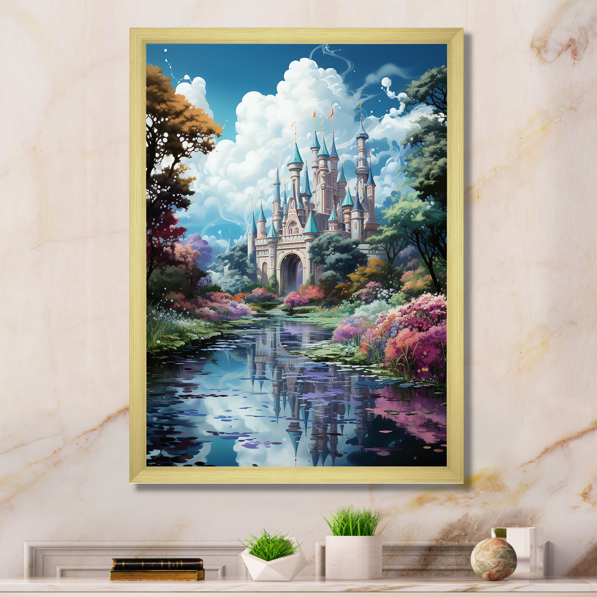 Charlton Home Fantasy Kawaii Castle Landscape - Fantasy Canvas Art ...