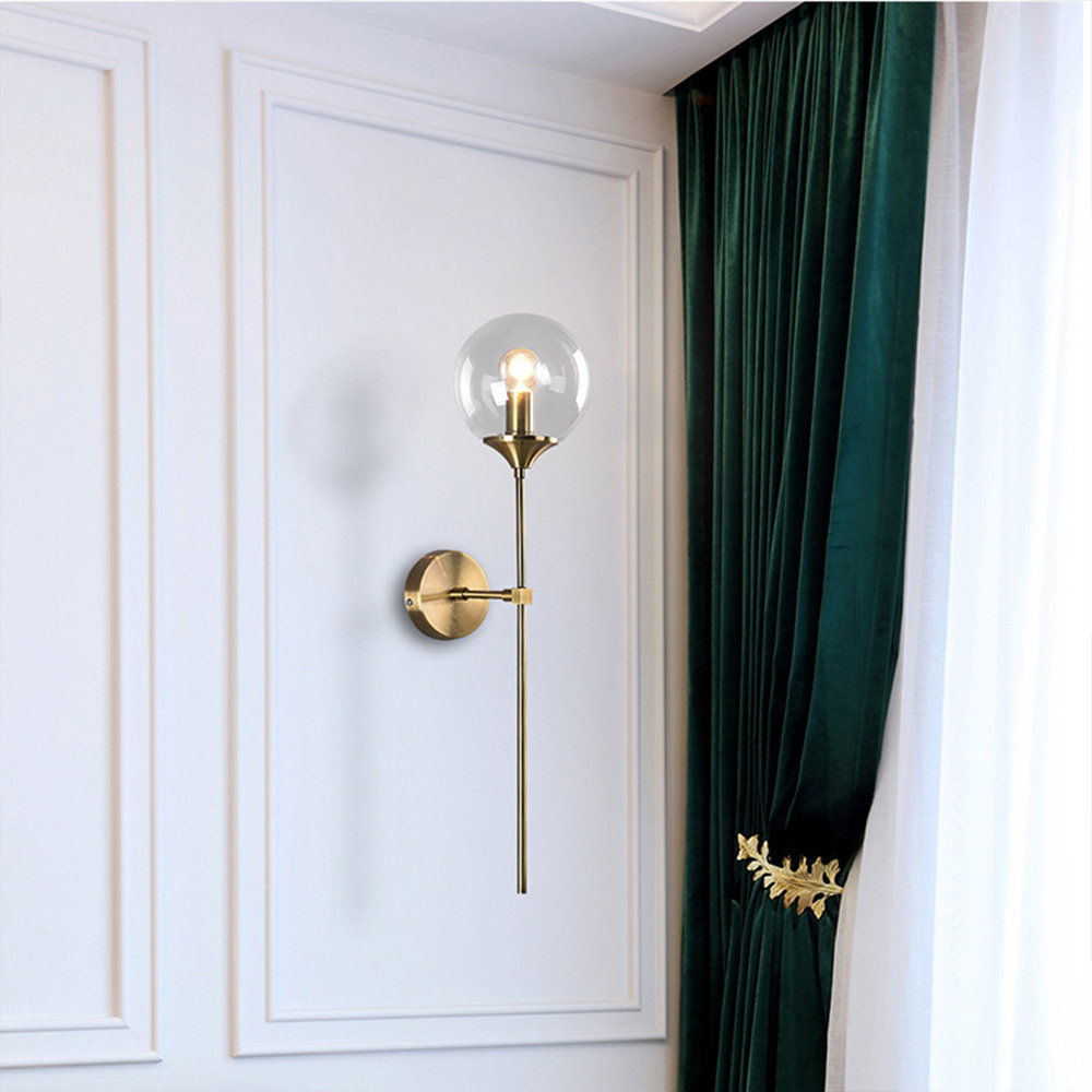Corrigan Studio® Modern Globe Glass Wall Light In Brass & Reviews | Wayfair