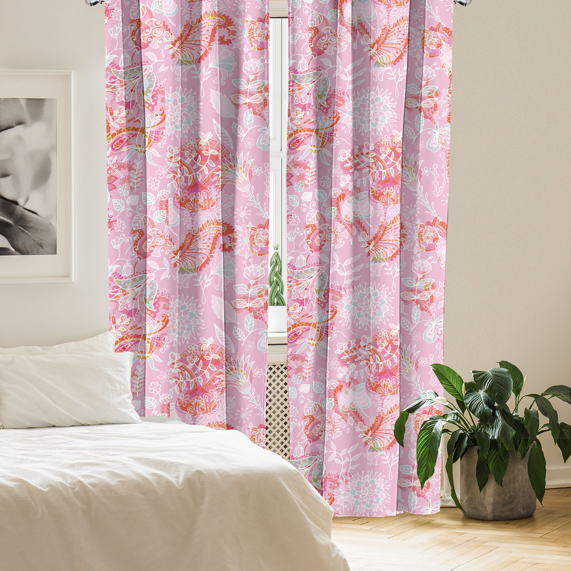 East Urban Home Springtime Curtains Paisley Floral Boho Art Pair of ...