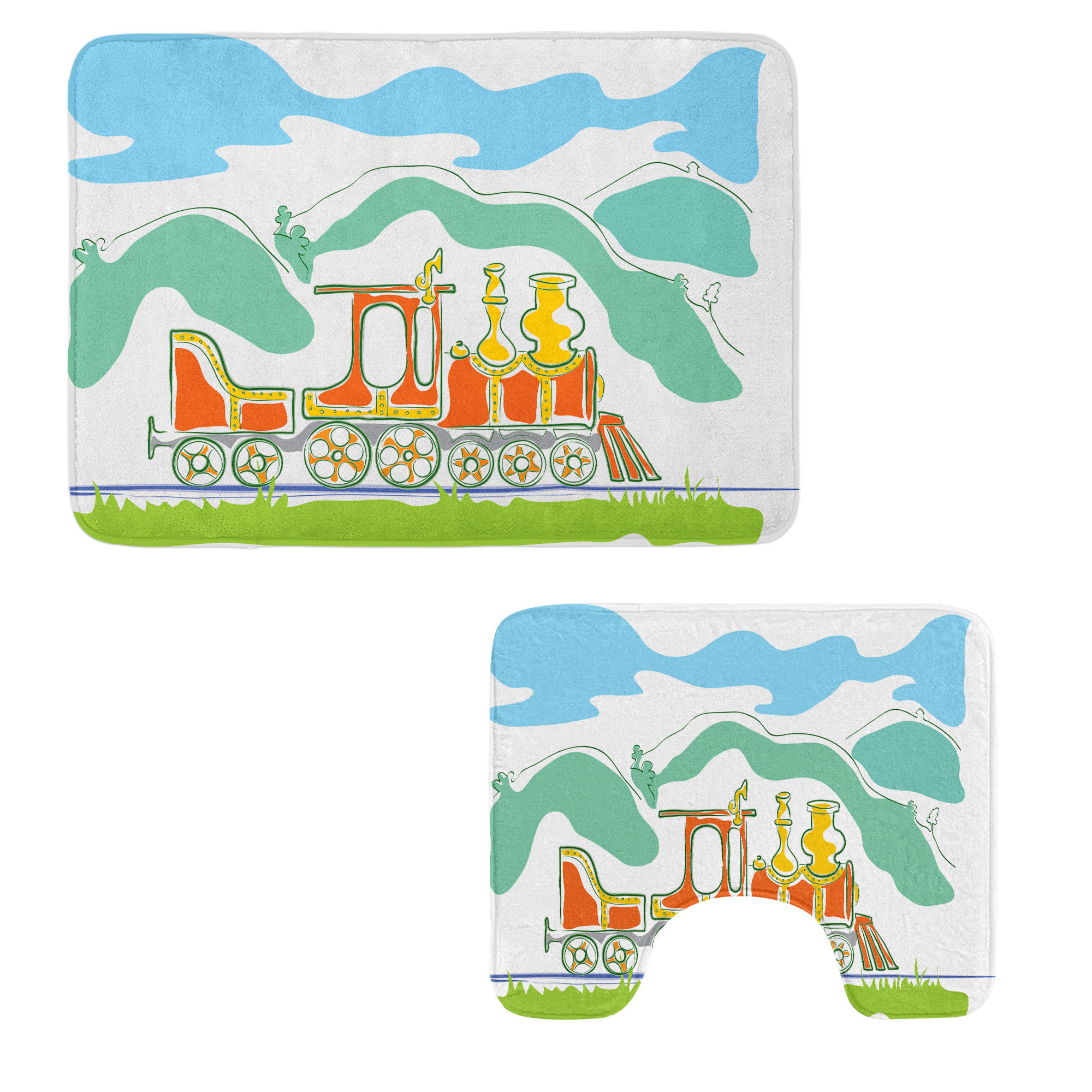 East Urban Home Steam Engine Bathroom Rug Set 2 Pieces Rectangle ...