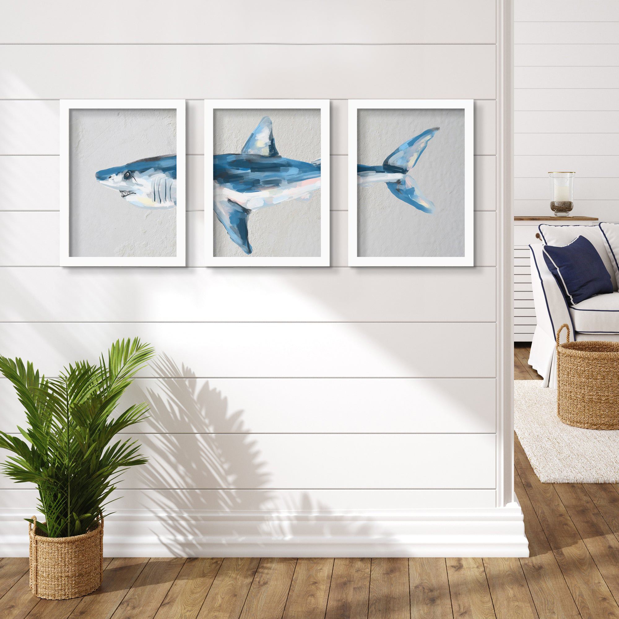 Dovecove " Mako Shark By Jetty Home - 3 Piece Gallery Framed Print Art ...