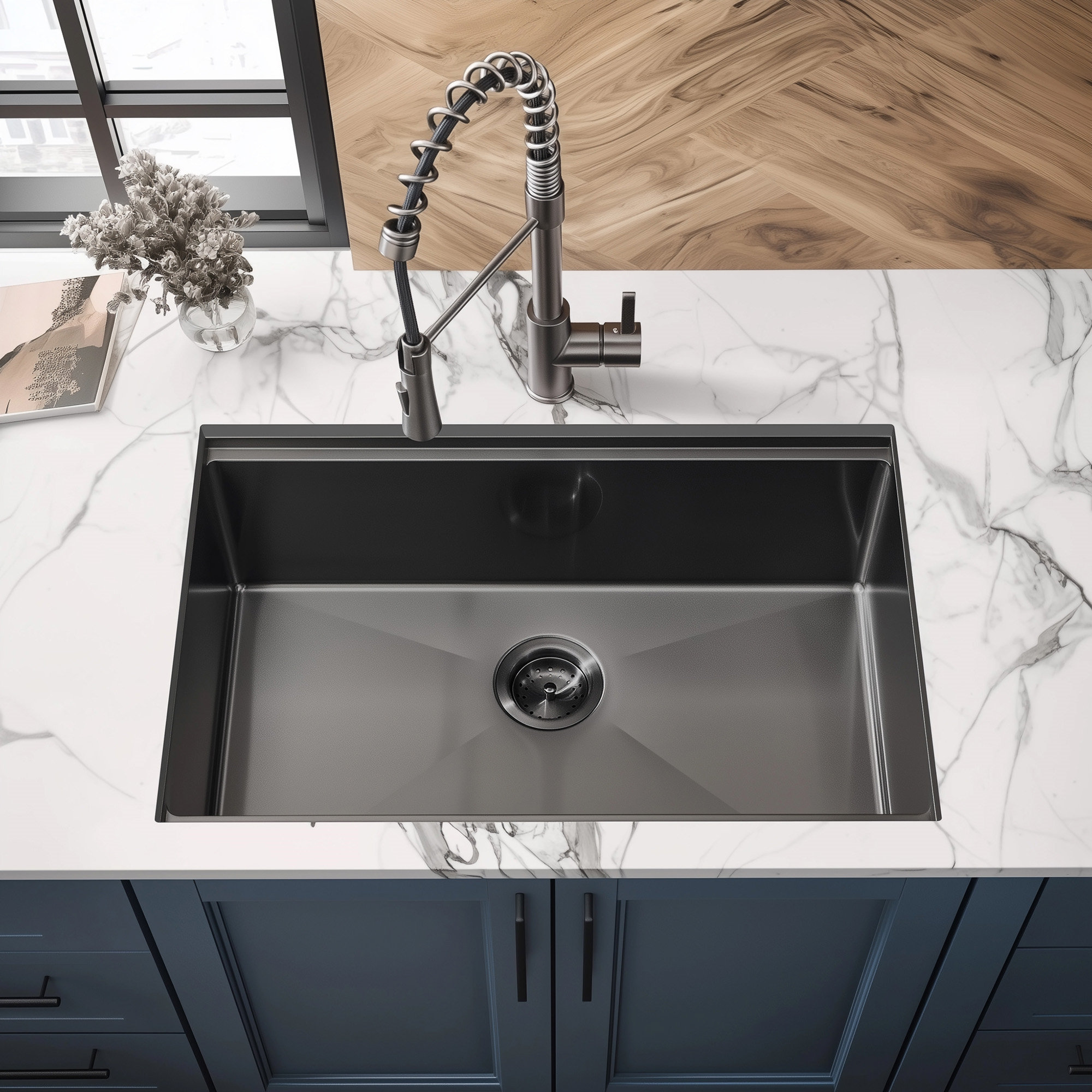 Ceballos 28 Gunmetal Black Undermount Workstation Kitchen Sink-28 X 18 ...